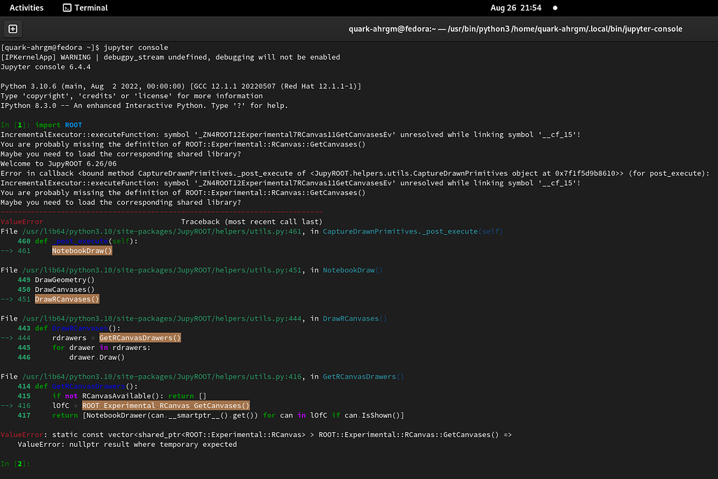 Missing Library within JupyRoot - ROOT - ROOT Forum