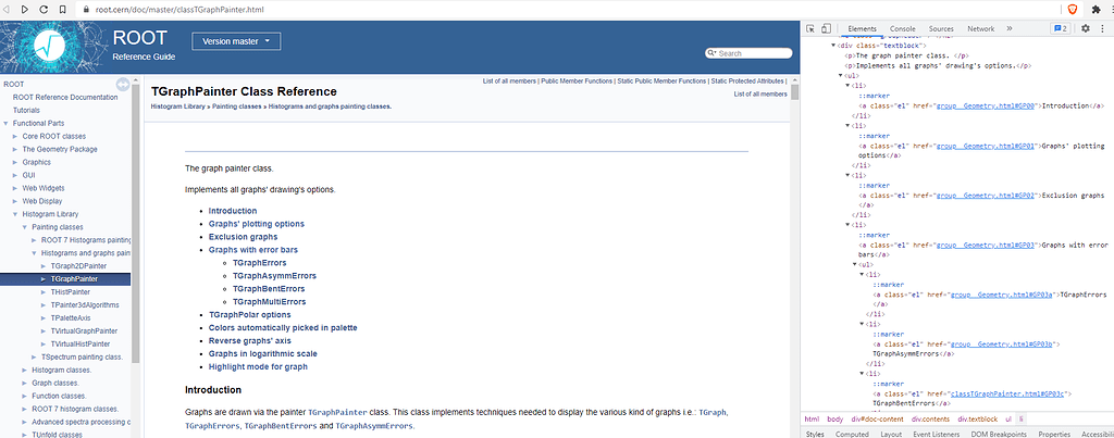 Wrong links in TGraphPainter documentation page - ROOT - ROOT Forum