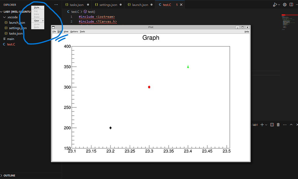 Root TCanvas weird behavior in vscode WSL system - Newbie - ROOT Forum