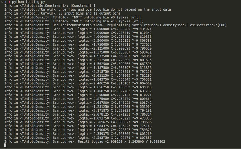 pyROOT and TUnfold ScanLcurve Locks Up Terminal - ROOT - ROOT Forum