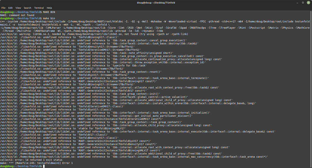 Issues installing TUnfold: Make file not working - ROOT - ROOT Forum