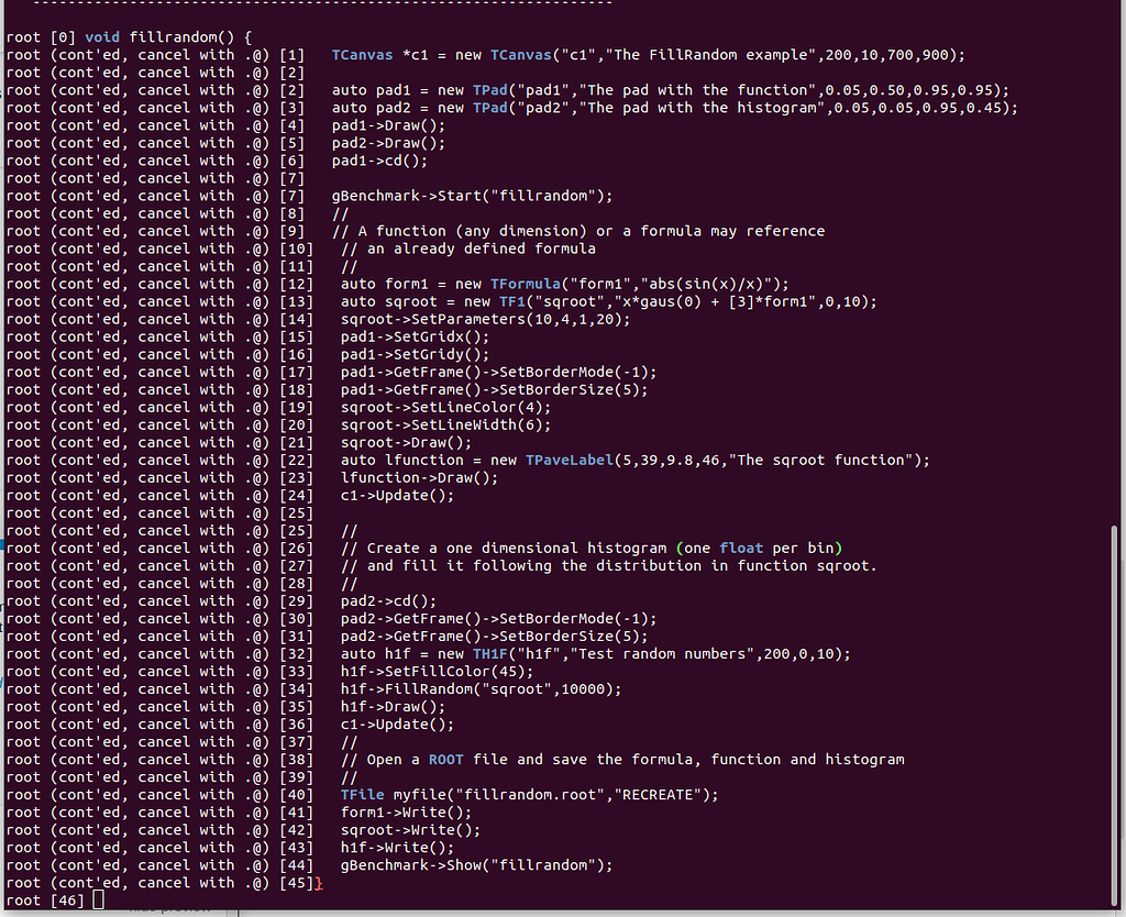 Tutorial histogram/ fillRandom.C example The graph isn't drawn - ROOT - ROOT Forum