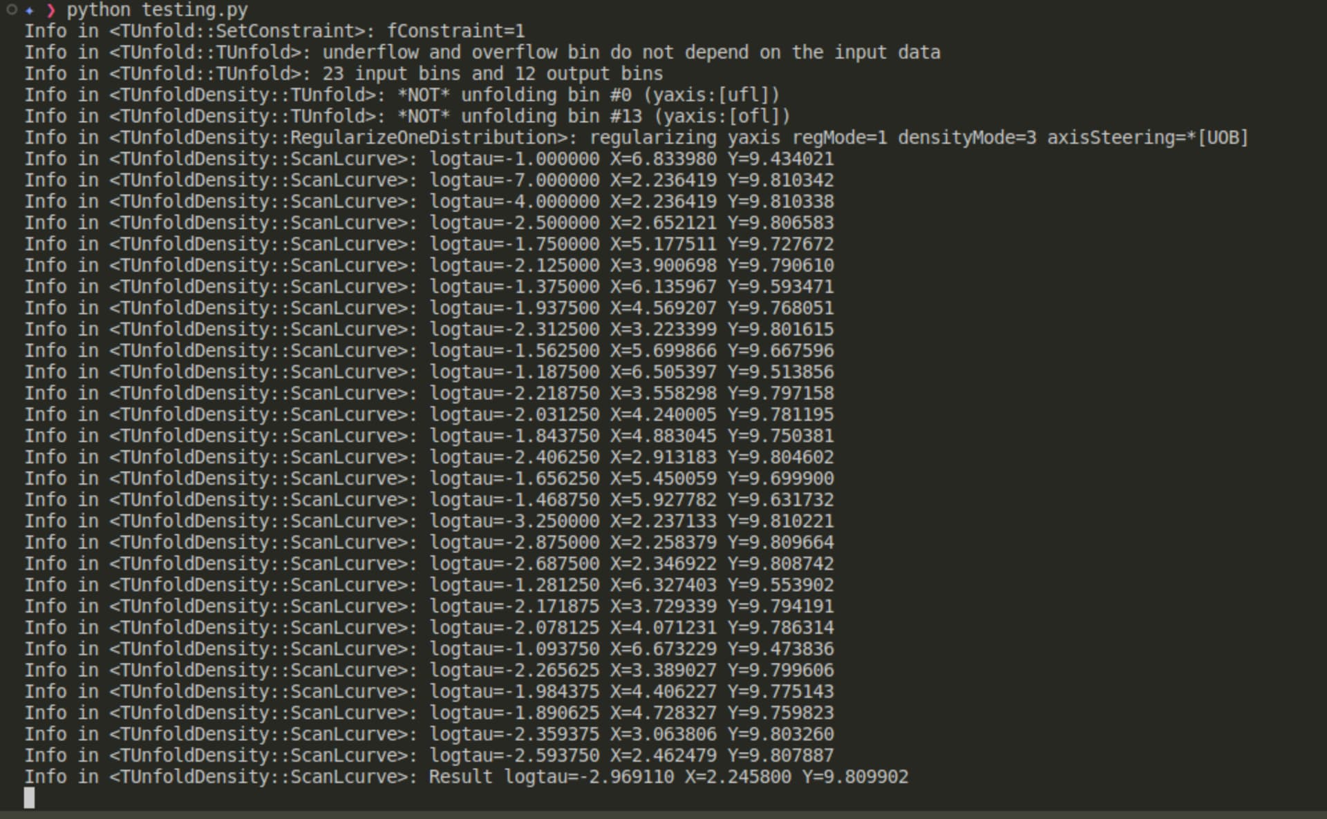pyROOT and TUnfold ScanLcurve Locks Up Terminal - ROOT - ROOT Forum